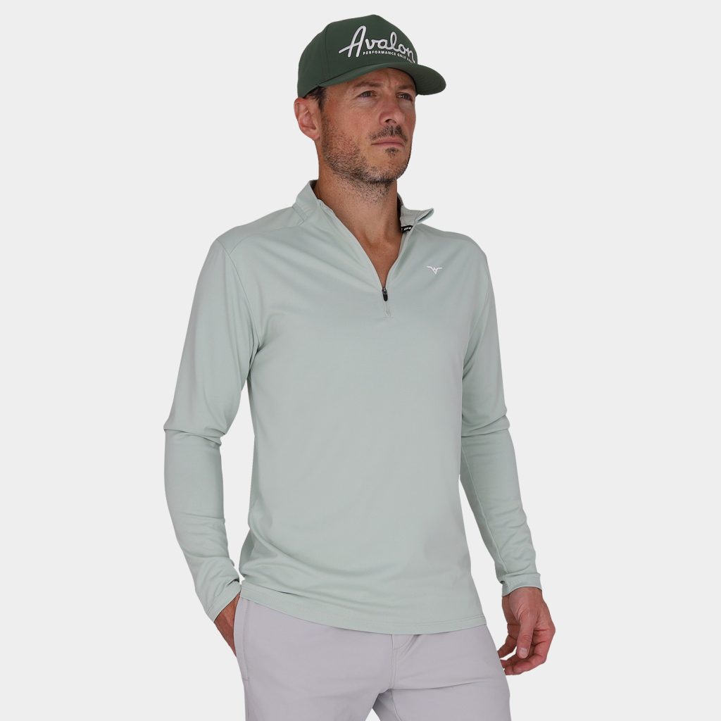 Tour Lite Golf Quarter Zip: Seafoam | Avalon Luxury Golf Apparel