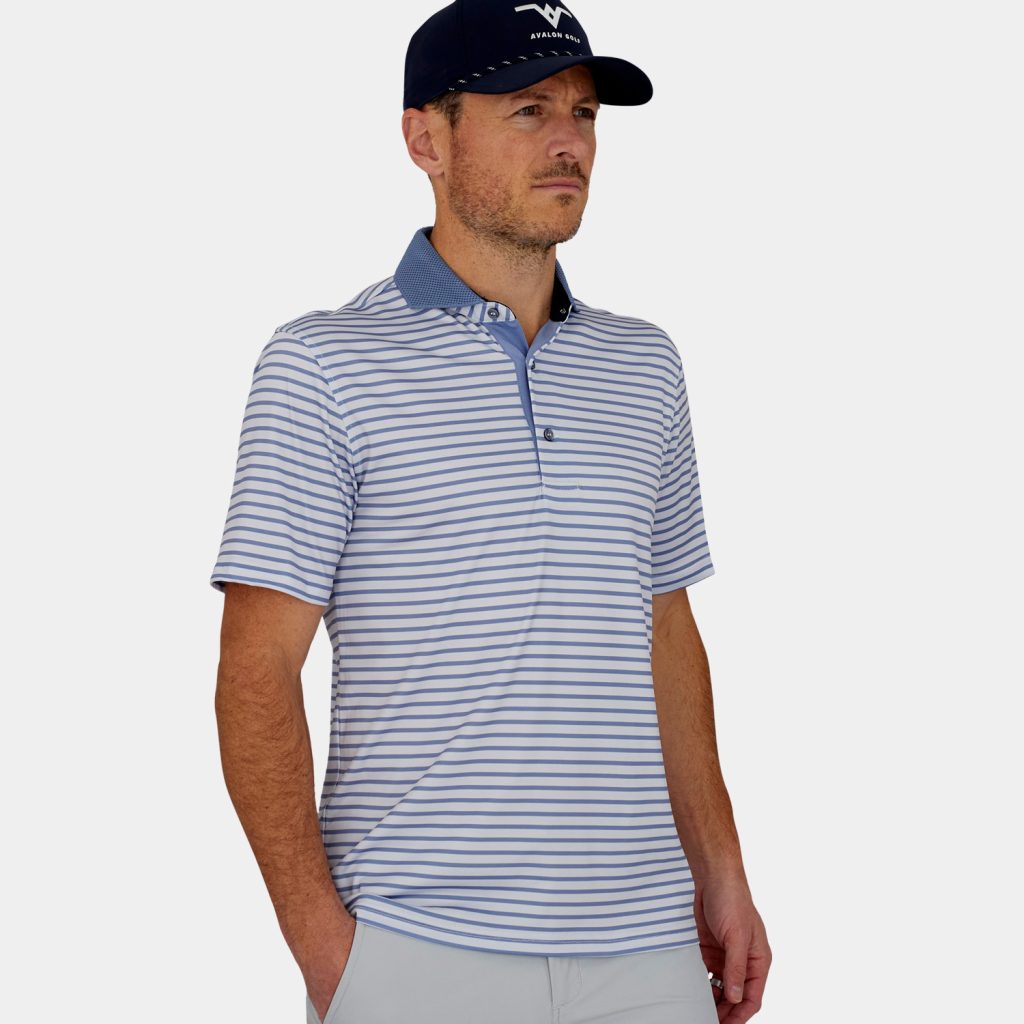 The Luxe Striped Golf Polo | Shop Avalon Mens Luxury Golf Shirts