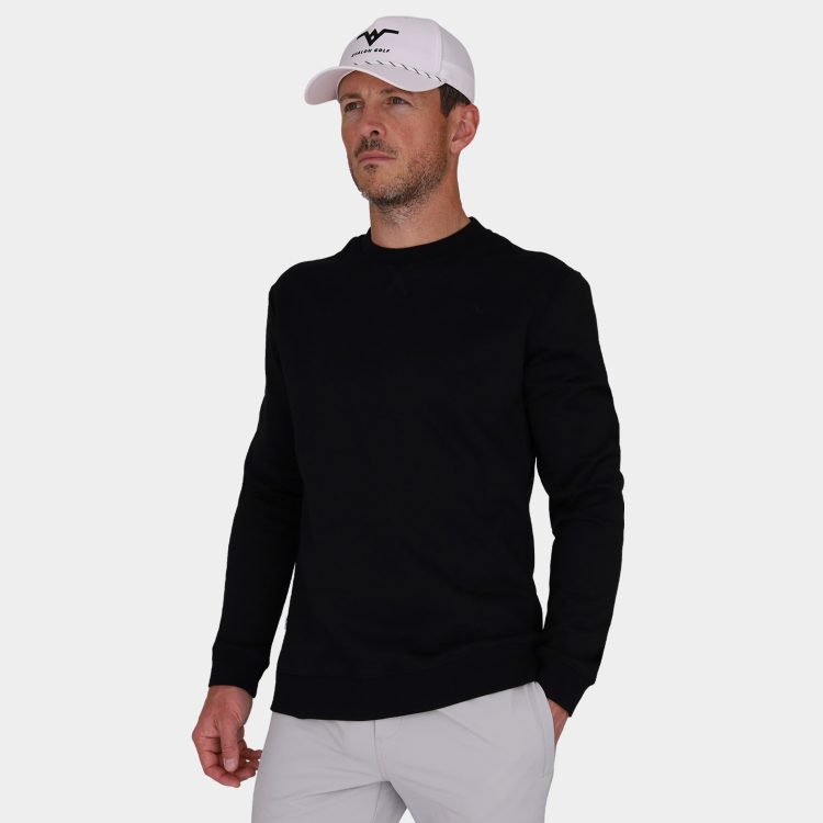 Black Golf Crewneck | Avalon Modern Luxury Mens Golf Apparel