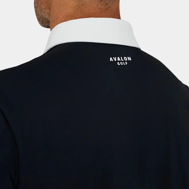 Black & White Golf Polo Shirt | Avalon Modern Luxury Golf Apparel
