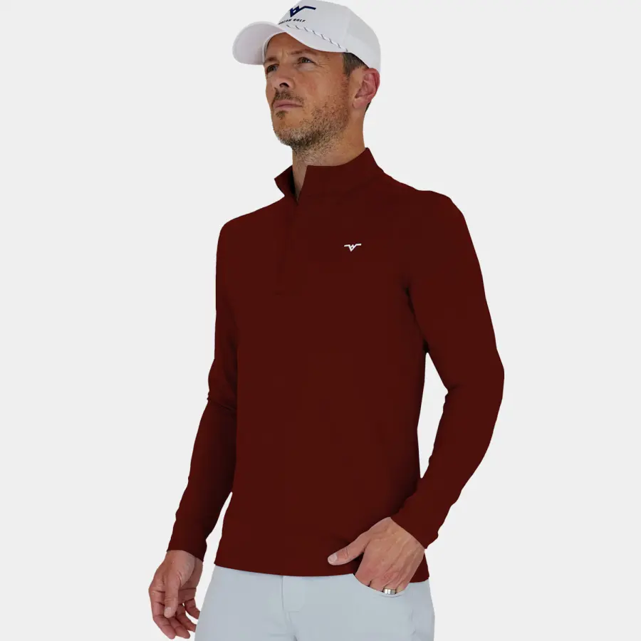 Shop Men's Golf 1/4 Zip Top: Maroon | Avalon Luxury Golf Apparel