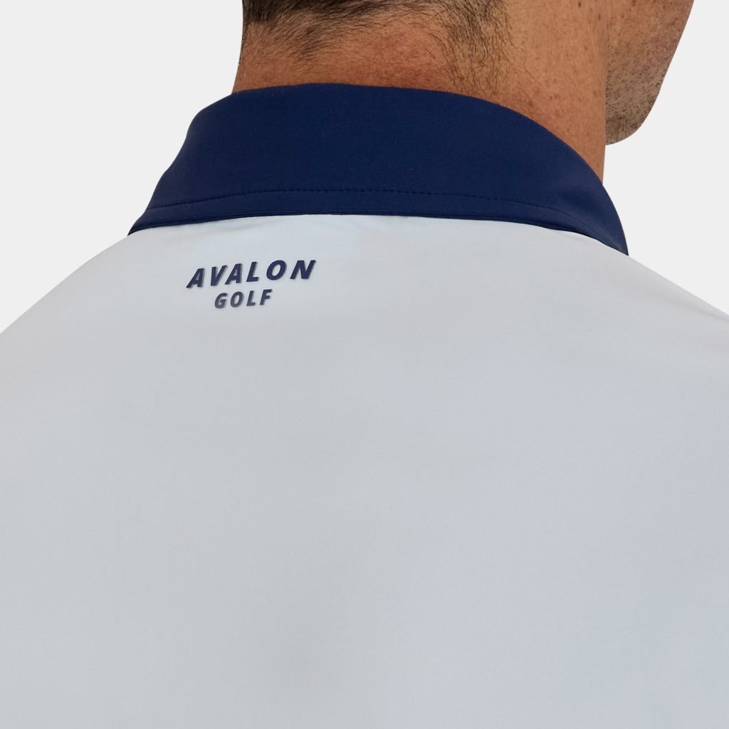 Performance Golf Polo: White & Navy | Luxury Mens Golf Shirts