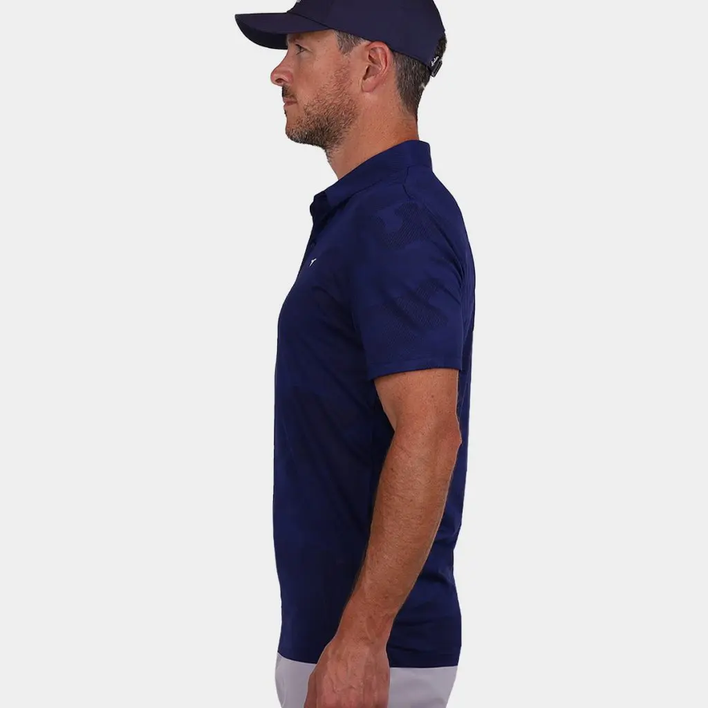 Tour Jacquard Golf Polo Shirt: Navy Blue | Avalon Golf Co