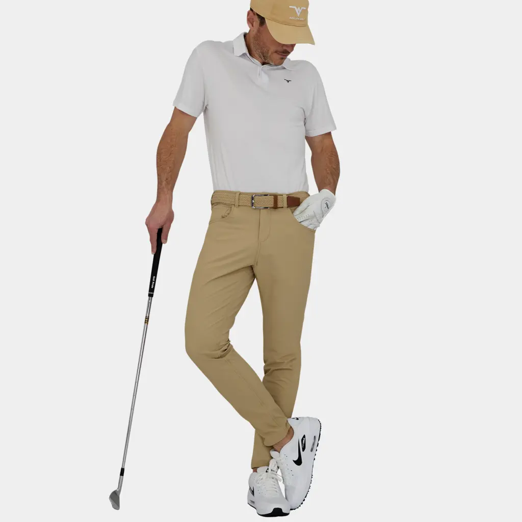 Shop Tour Mens Slim-Fit Golf Pants: Khaki | Avalon Golf Apparel