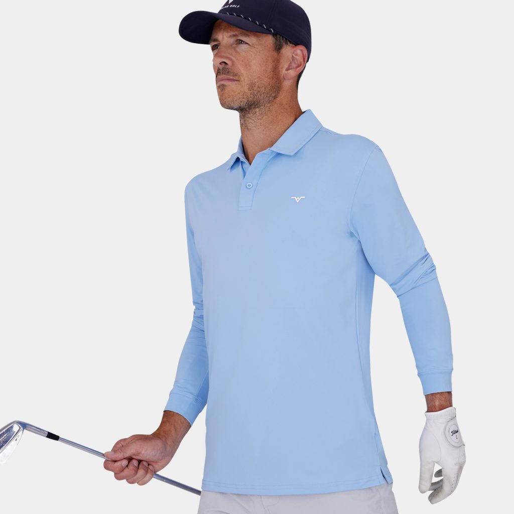 Shop the Long Sleeve Golf Polo Shirt in Blue | Avalon Golf Co