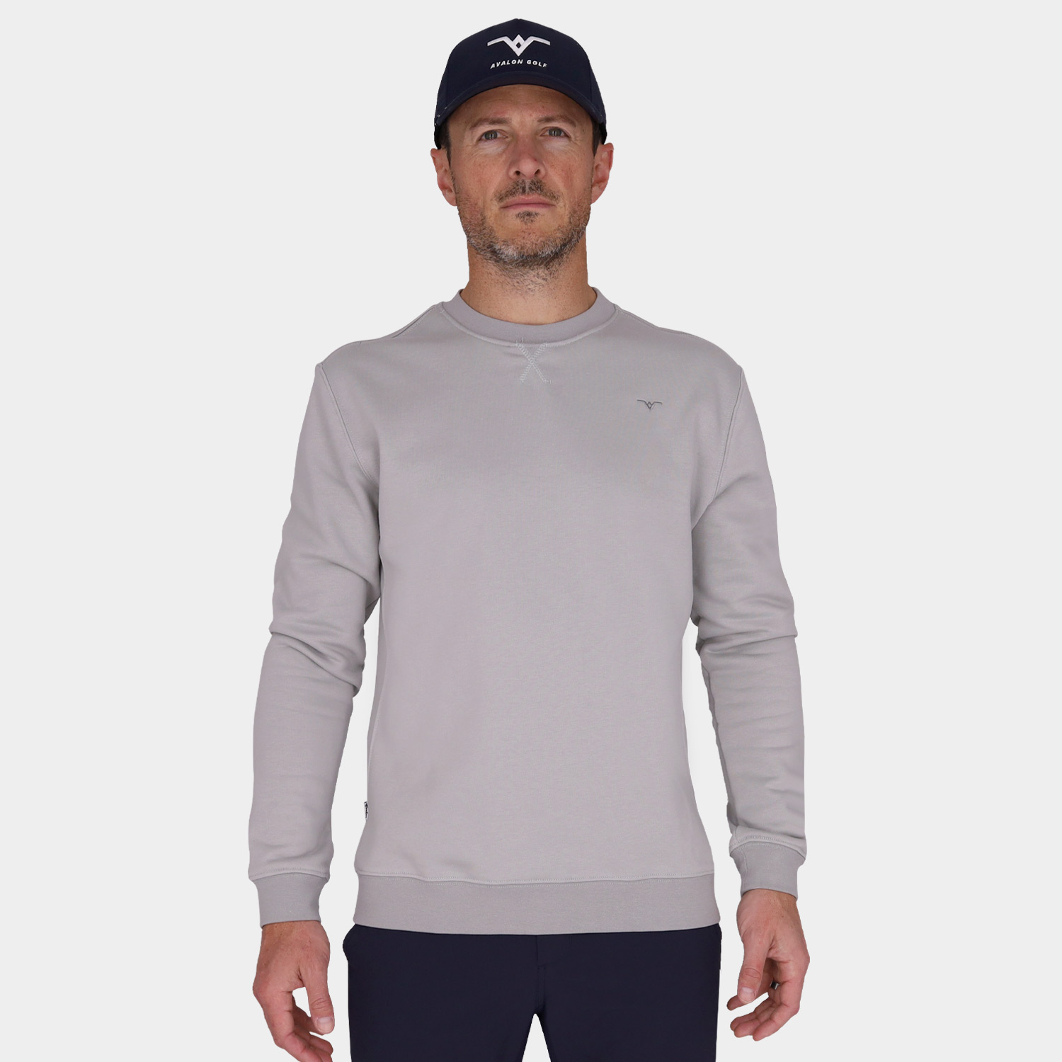 Mens Golf Crewneck Sweatshirt: Light Gray | Avalon Golf Apparel