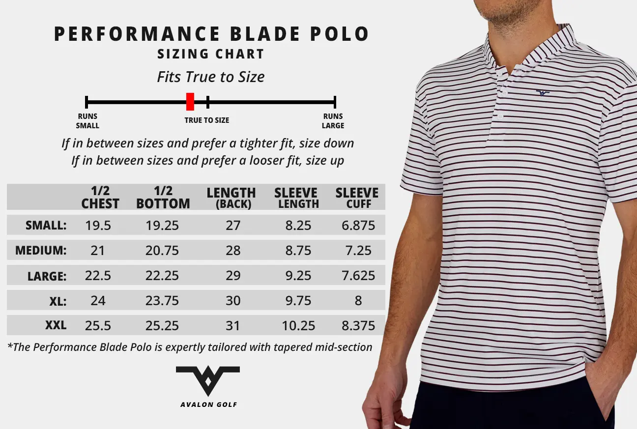 Shop the Performance Blade Collar Golf Polo: Light Blue Striped