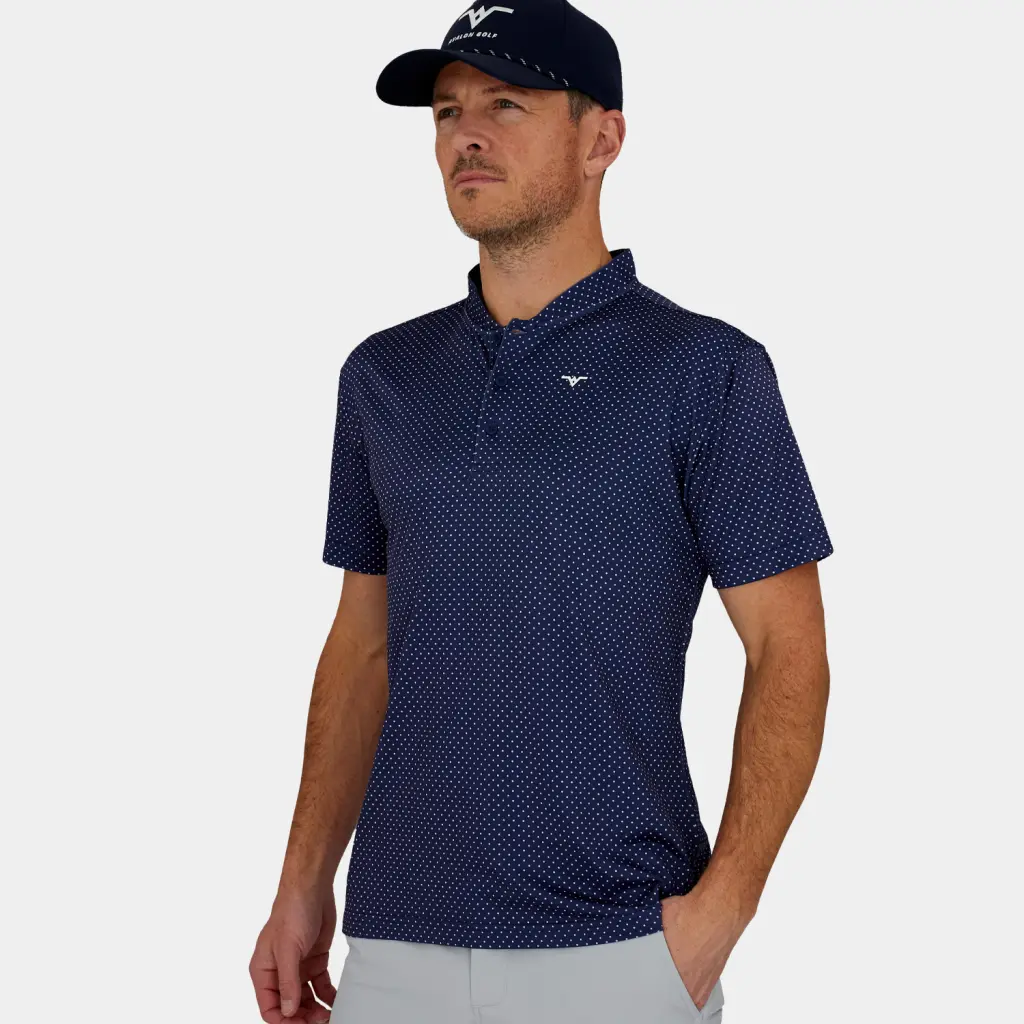 Performance Blade Golf Polo: Navy Sky | Avalon Golf Apparel