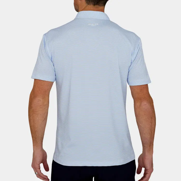 Shop the Performance Blade Collar Golf Polo: Light Blue Striped