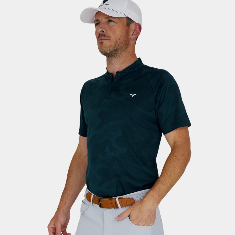 Tour Blade Collar Golf Polo: Dark Teal | Modern Mens Golf Shirt