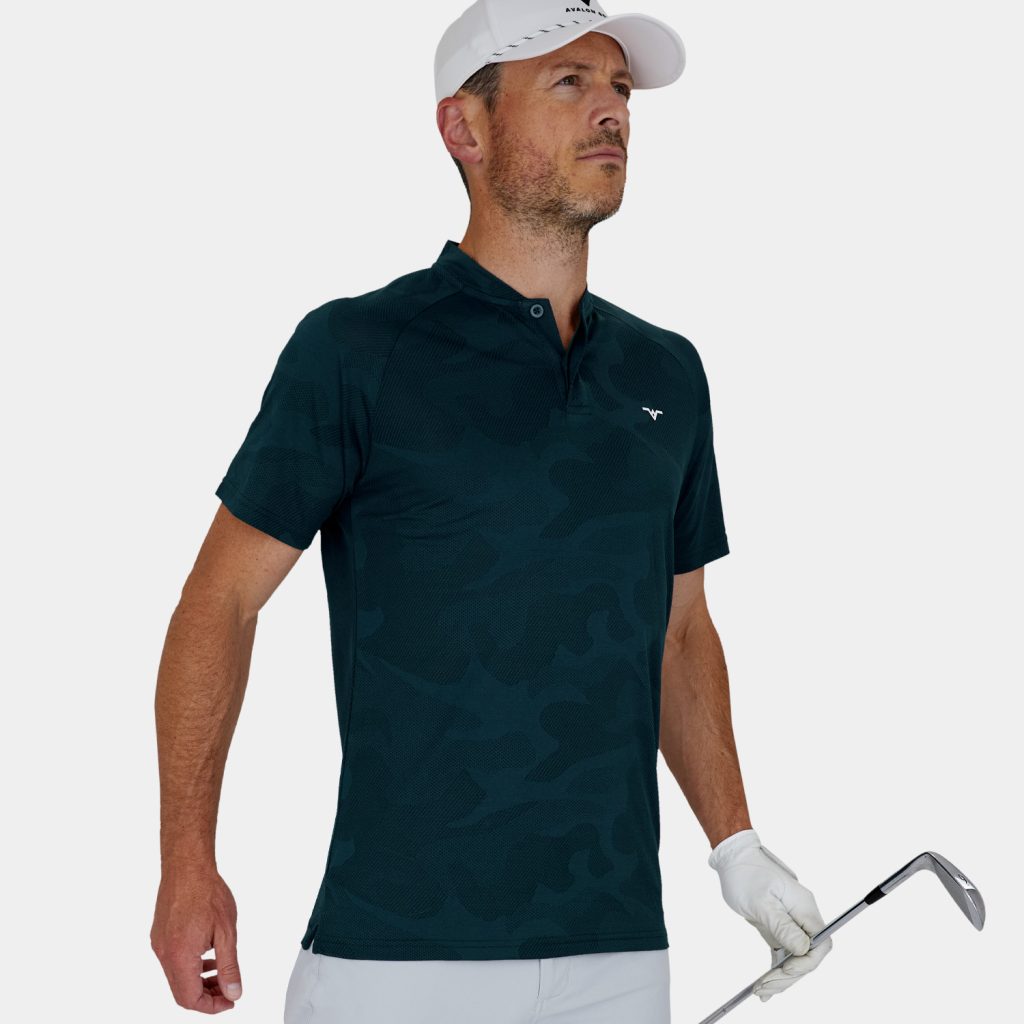 Tour Blade Collar Golf Polo: Dark Teal | Modern Mens Golf Shirt