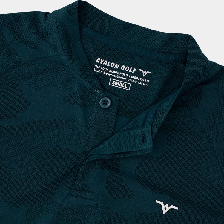 Tour Blade Collar Golf Polo: Dark Teal | Modern Mens Golf Shirt