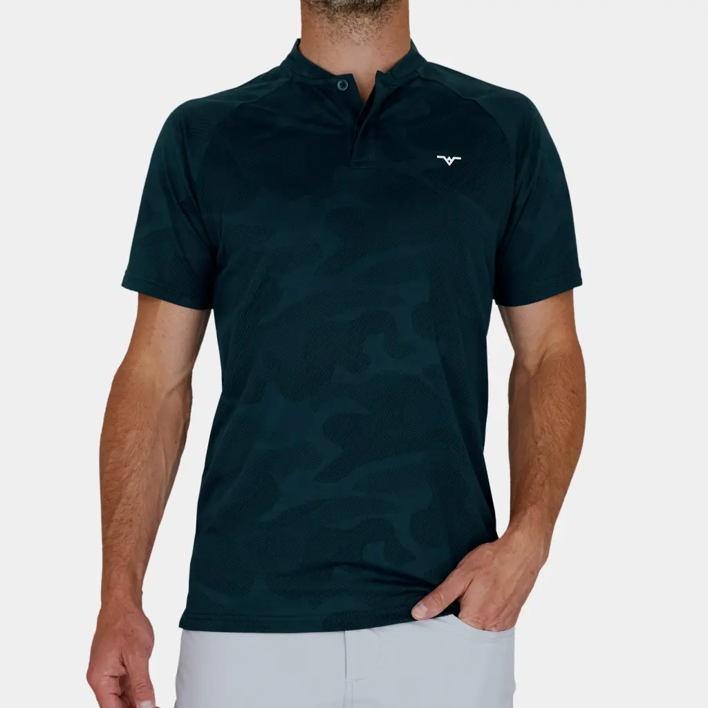 Tour Blade Collar Golf Polo: Dark Teal | Modern Mens Golf Shirt