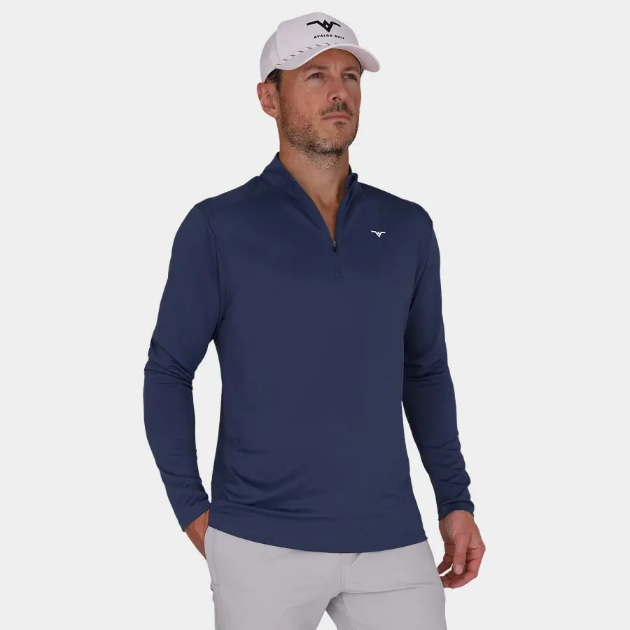 Shop Tour Lite Golf Quarter Zip: Graphite Blue | Avalon Golf