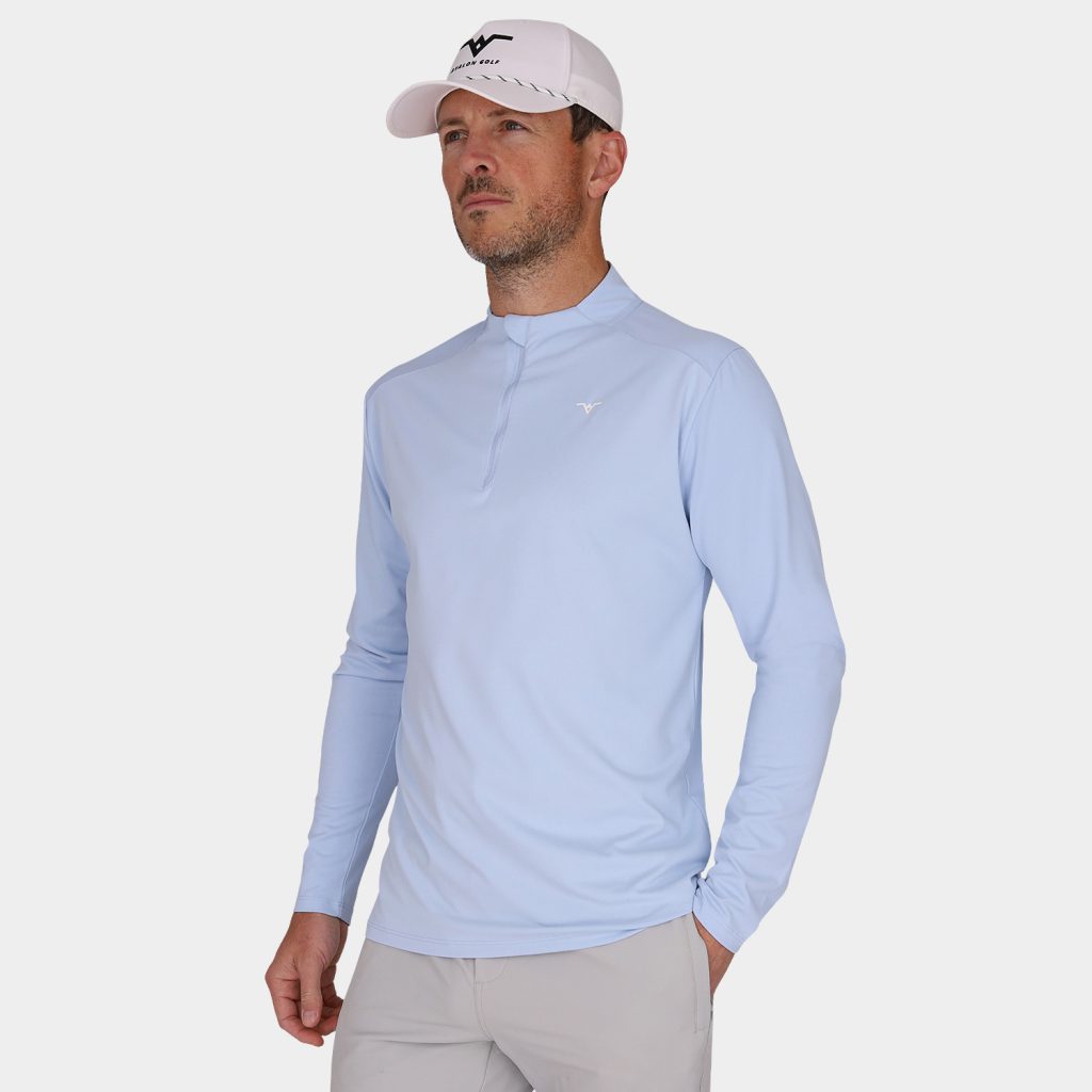 Tour Lite Golf 1/4 Zip: Sky Blue | Avalon Luxury Mens Golf Apparel