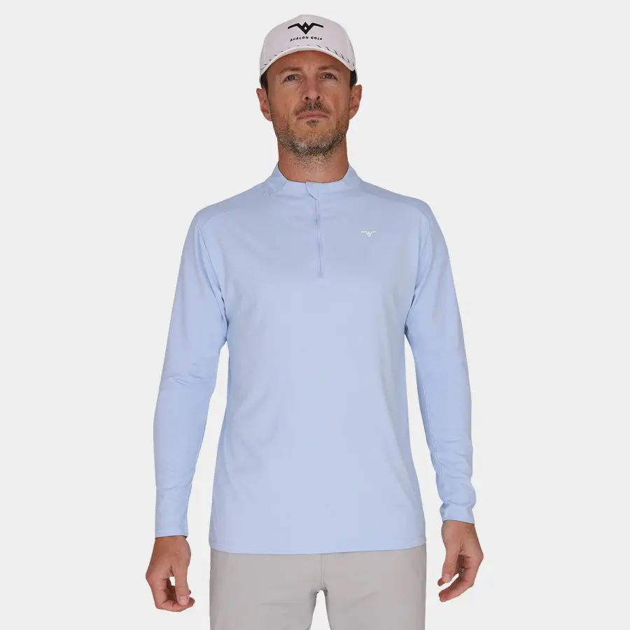 Tour Lite Golf 1/4 Zip: Sky Blue | Avalon Luxury Mens Golf Apparel