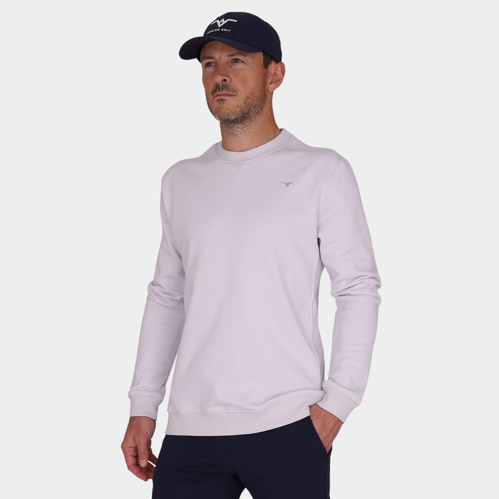 Cloud White Golf Crewneck | Avalon Modern Luxury Golf Apparel