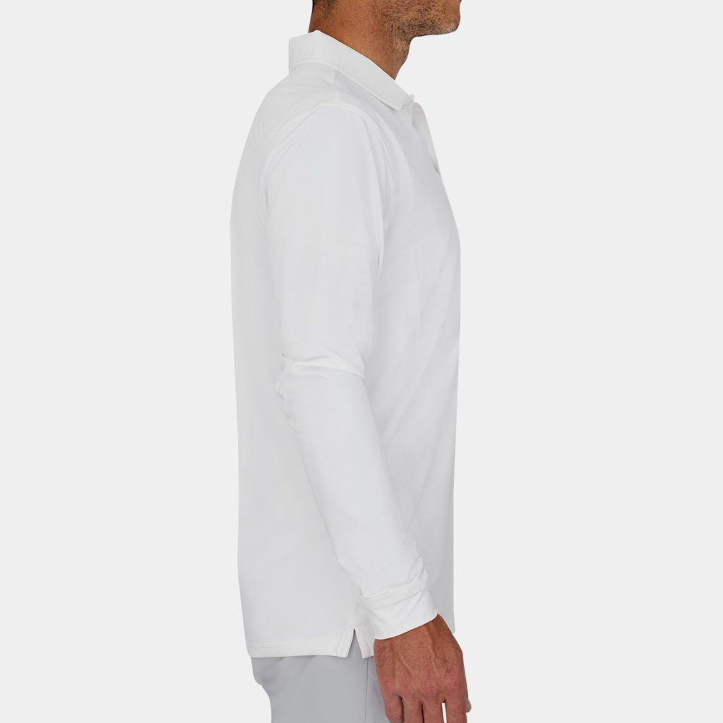 White Long Sleeve Golf Polo for Men | Avalon Performance Polo's