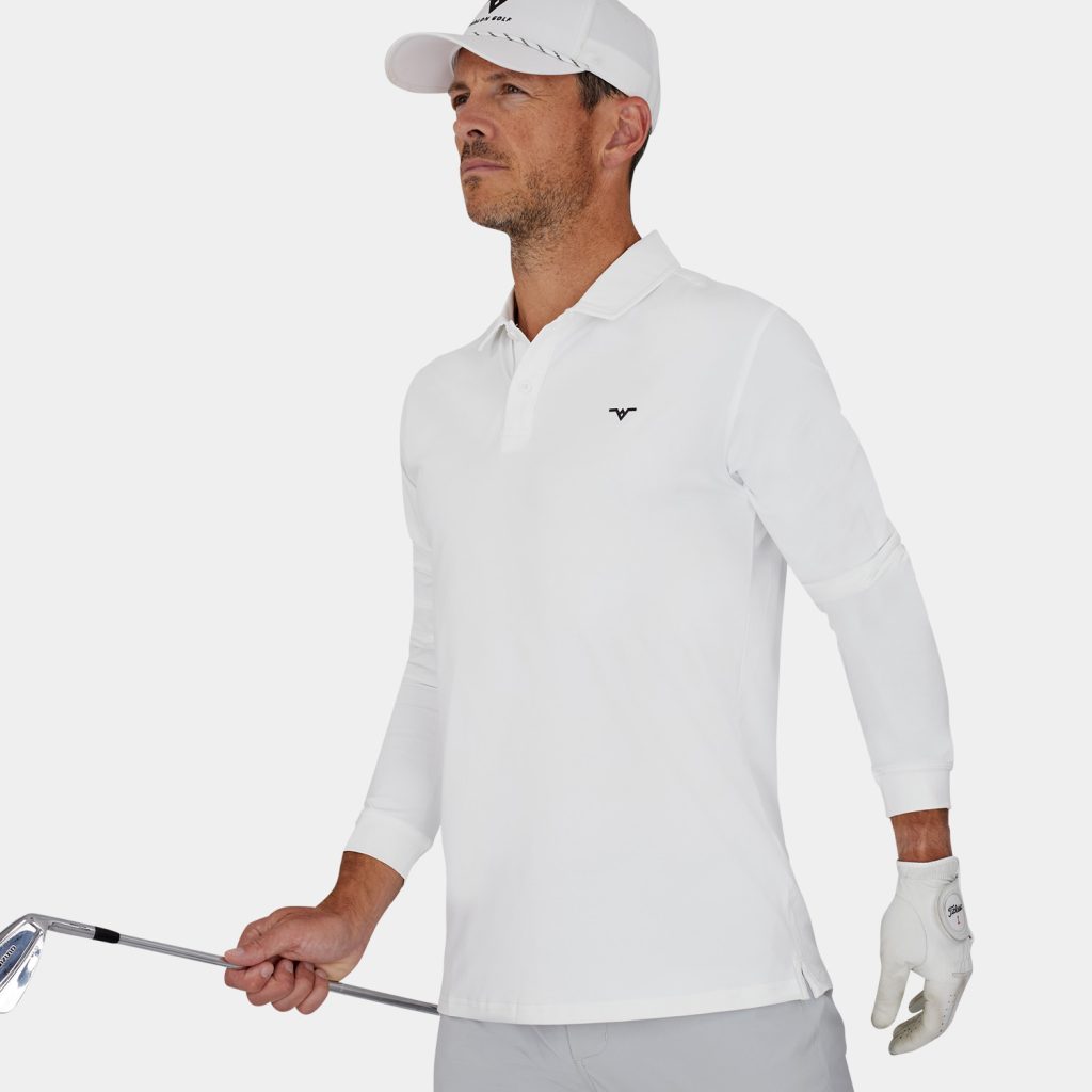 White Long Sleeve Golf Polo for Men | Avalon Performance Polo's