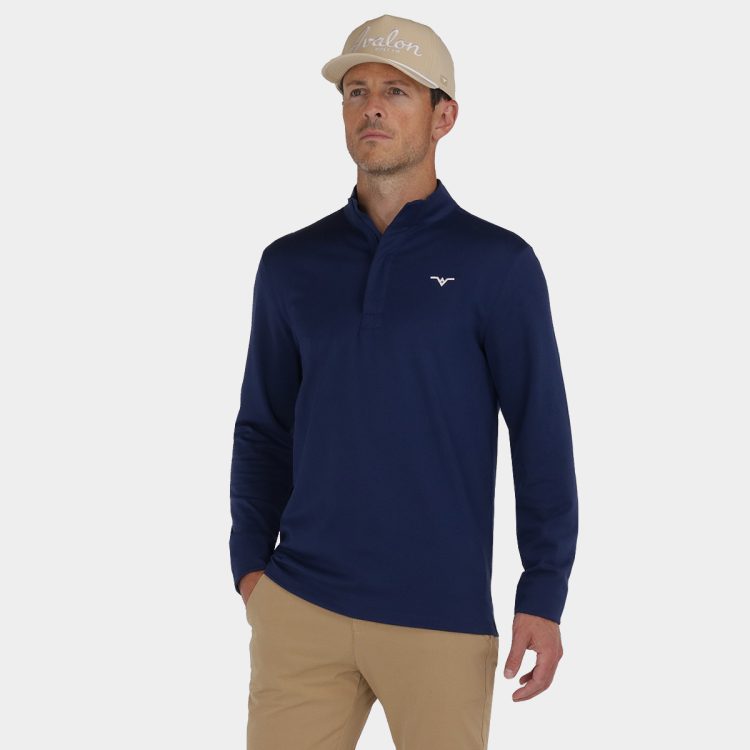 Tour Quarter Zip in Navy Blue | Avalon Modern Men's Golf Apparel