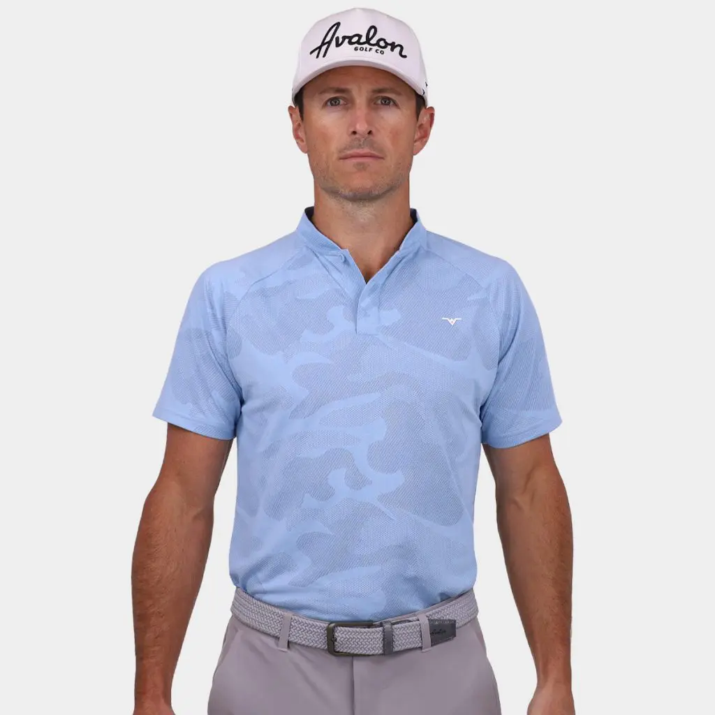 The Tour Blade Collar Golf Polo: Carolina Blue | Mens Golf Shirts