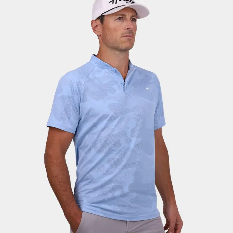 The Tour Blade Collar Golf Polo: Carolina Blue | Mens Golf Shirts