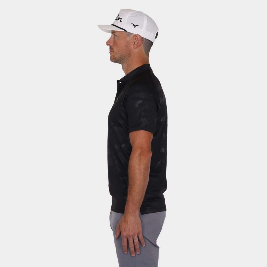 Black Camo Golf Shirt | Modern Blade Collar Golf Shirts for Men