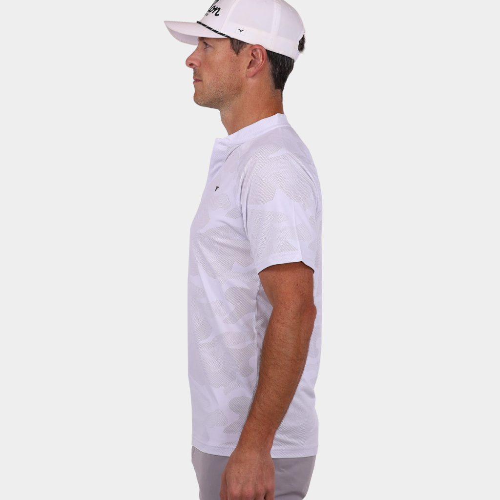 White Blade Collar Golf Shirt for Men | The Avalon Tour Blade Polo