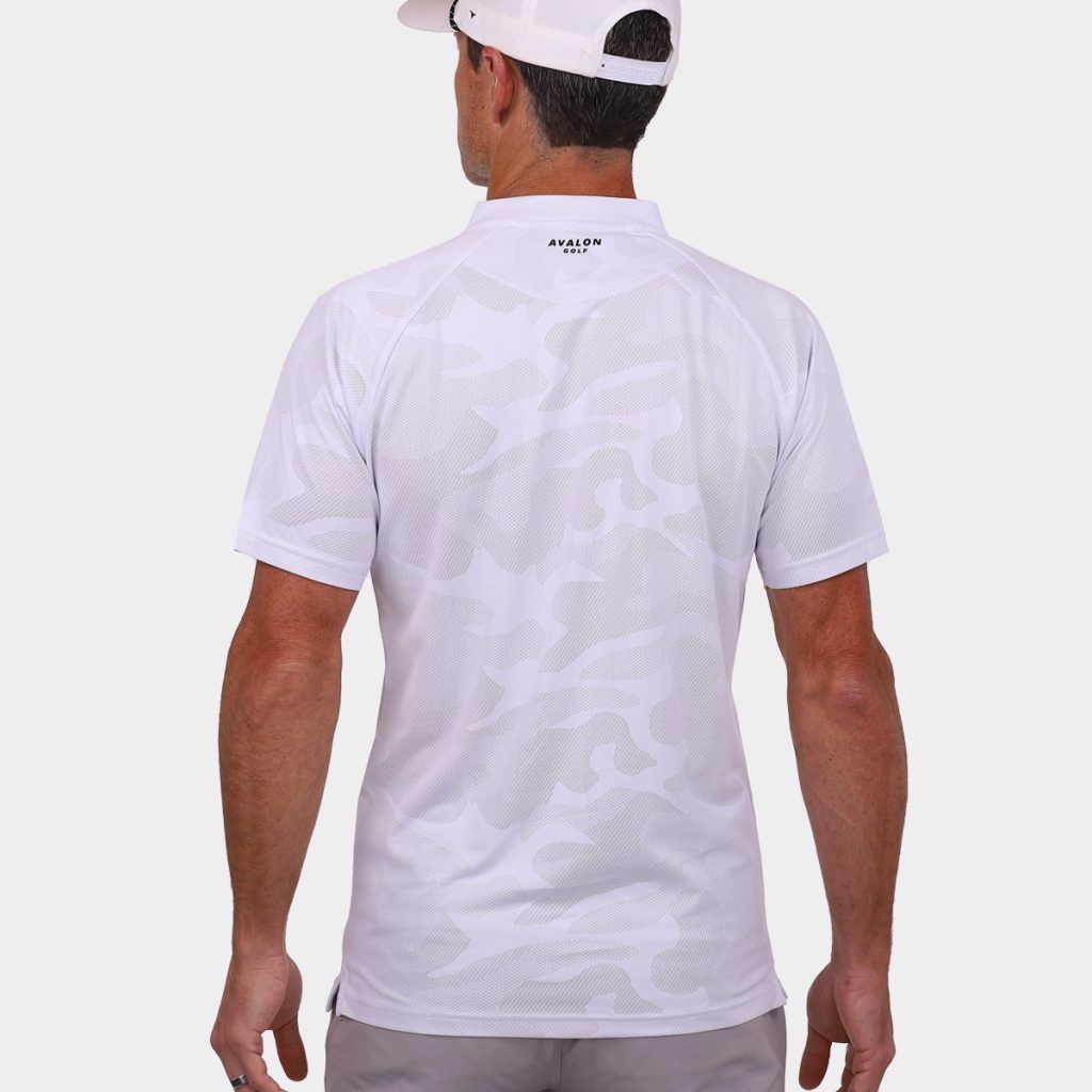 White Blade Collar Golf Shirt for Men | The Avalon Tour Blade Polo