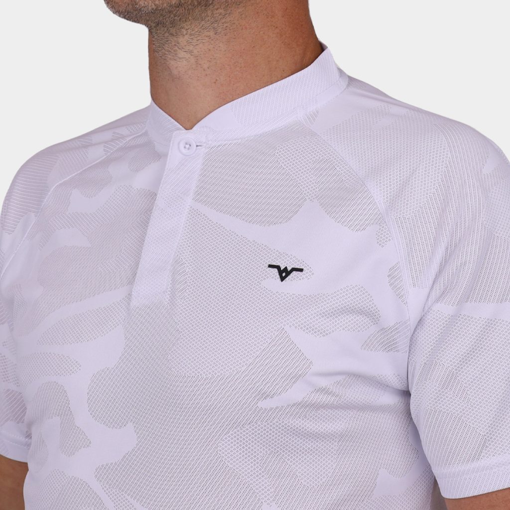 White Blade Collar Golf Shirt for Men | The Avalon Tour Blade Polo