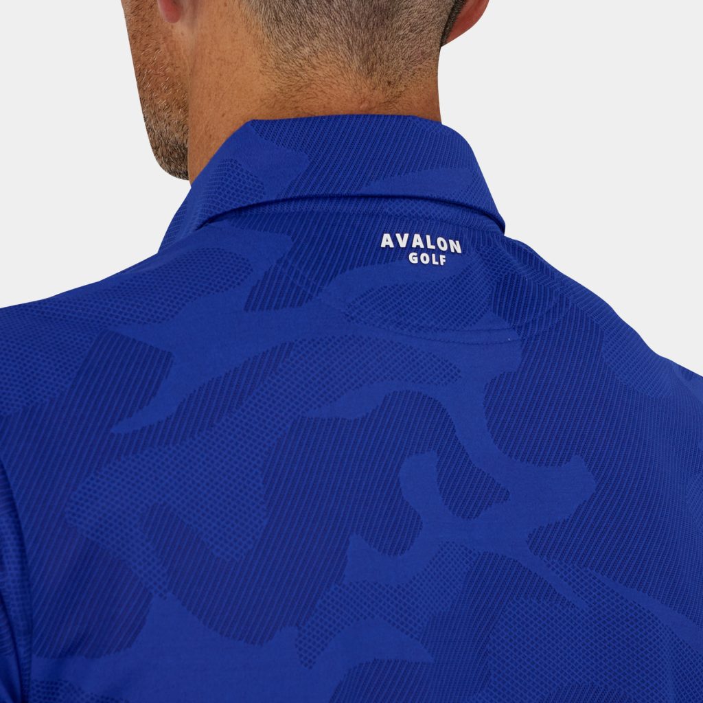 Tour Jacquard Golf Polo: Blue Camo | Avalon Men's Golf Apparel