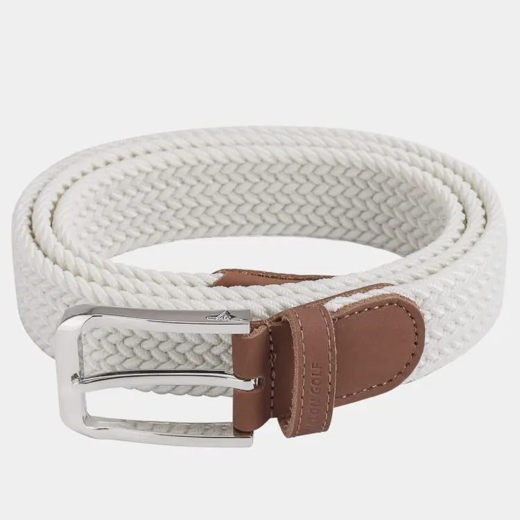 Cream & Tan Leather Golf Belt | Avalon Players Stretch Woven Belt