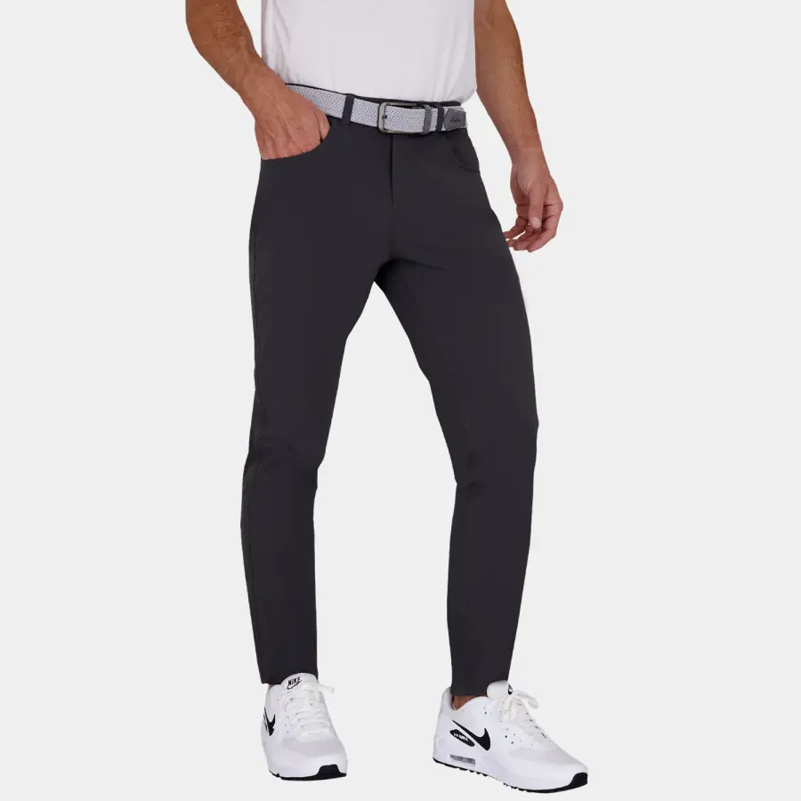 Shop Tour Mens Slim-Fit Golf Pants: Charcoal| Avalon Golf Apparel