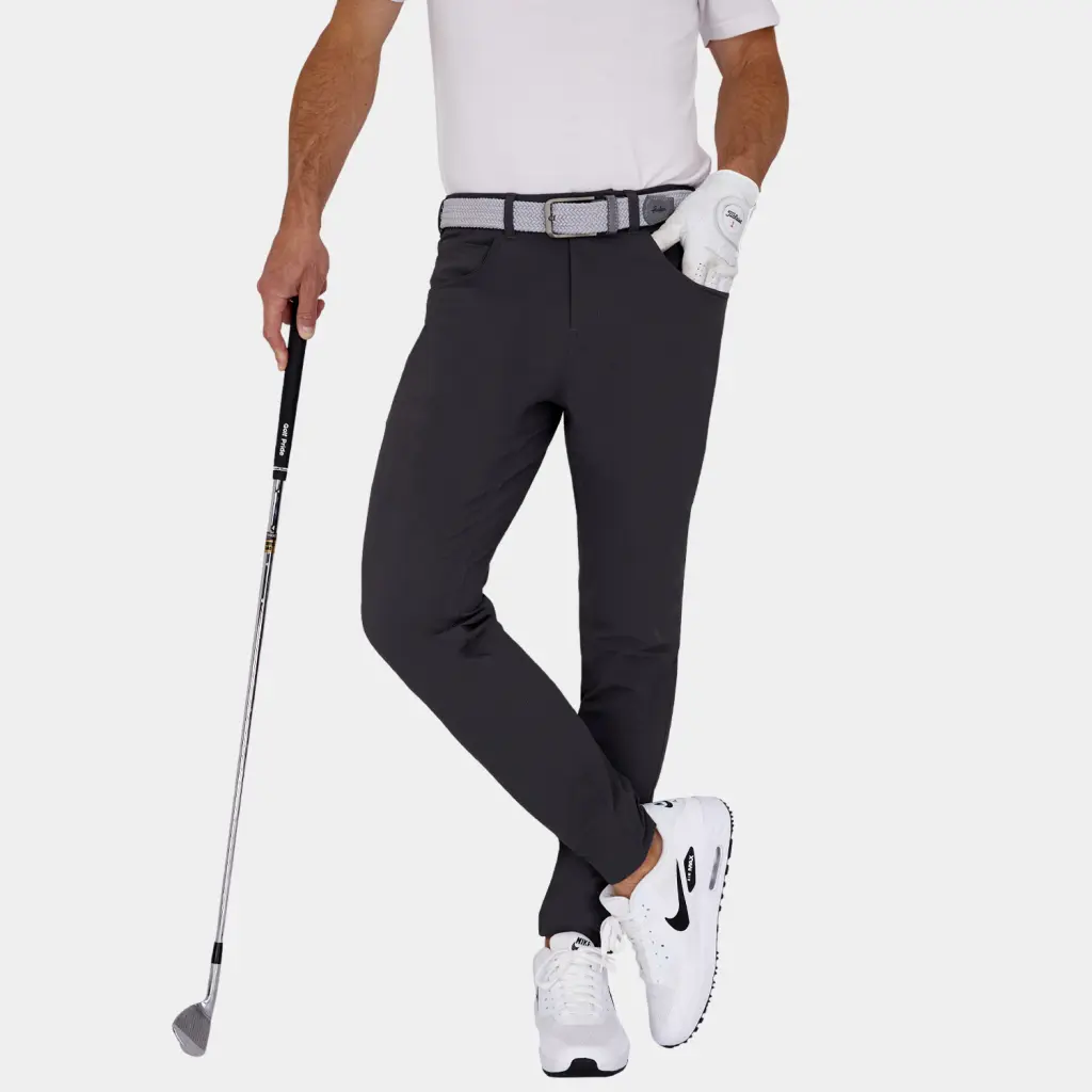 Shop Tour Mens Slim-Fit Golf Pants: Charcoal| Avalon Golf Apparel