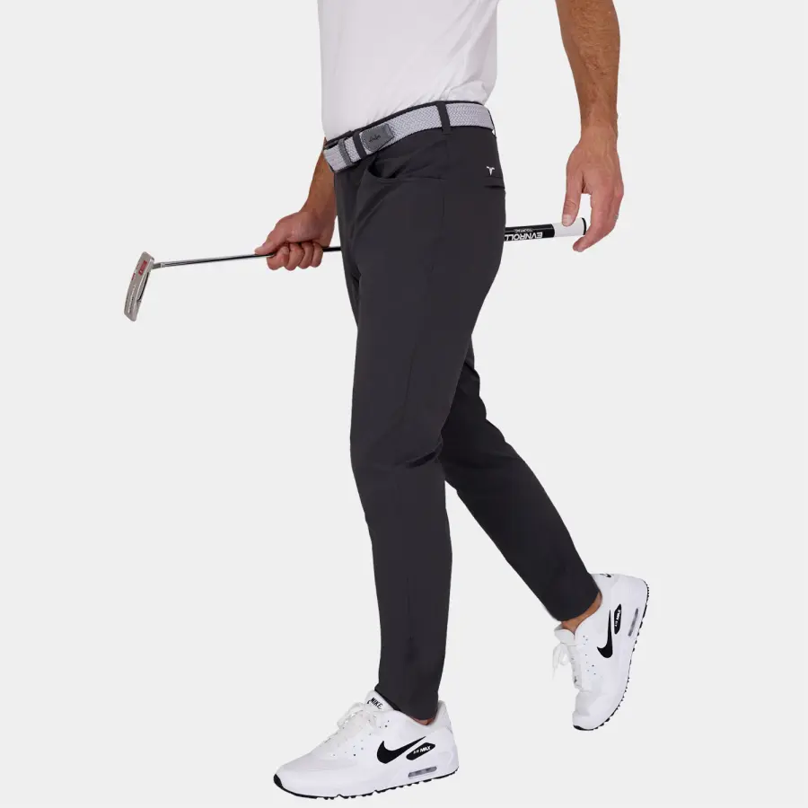 Shop Tour Mens Slim-Fit Golf Pants: Charcoal| Avalon Golf Apparel