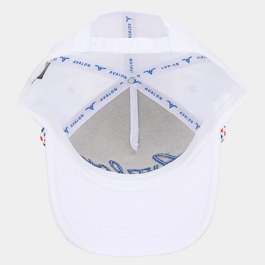Avalon Performance Golf Rope Hat in White, Blue & Red