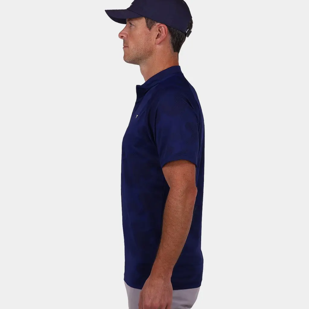Navy Blue Golf Shirt with Blade Collar | The Avalon Tour Blade Shirt