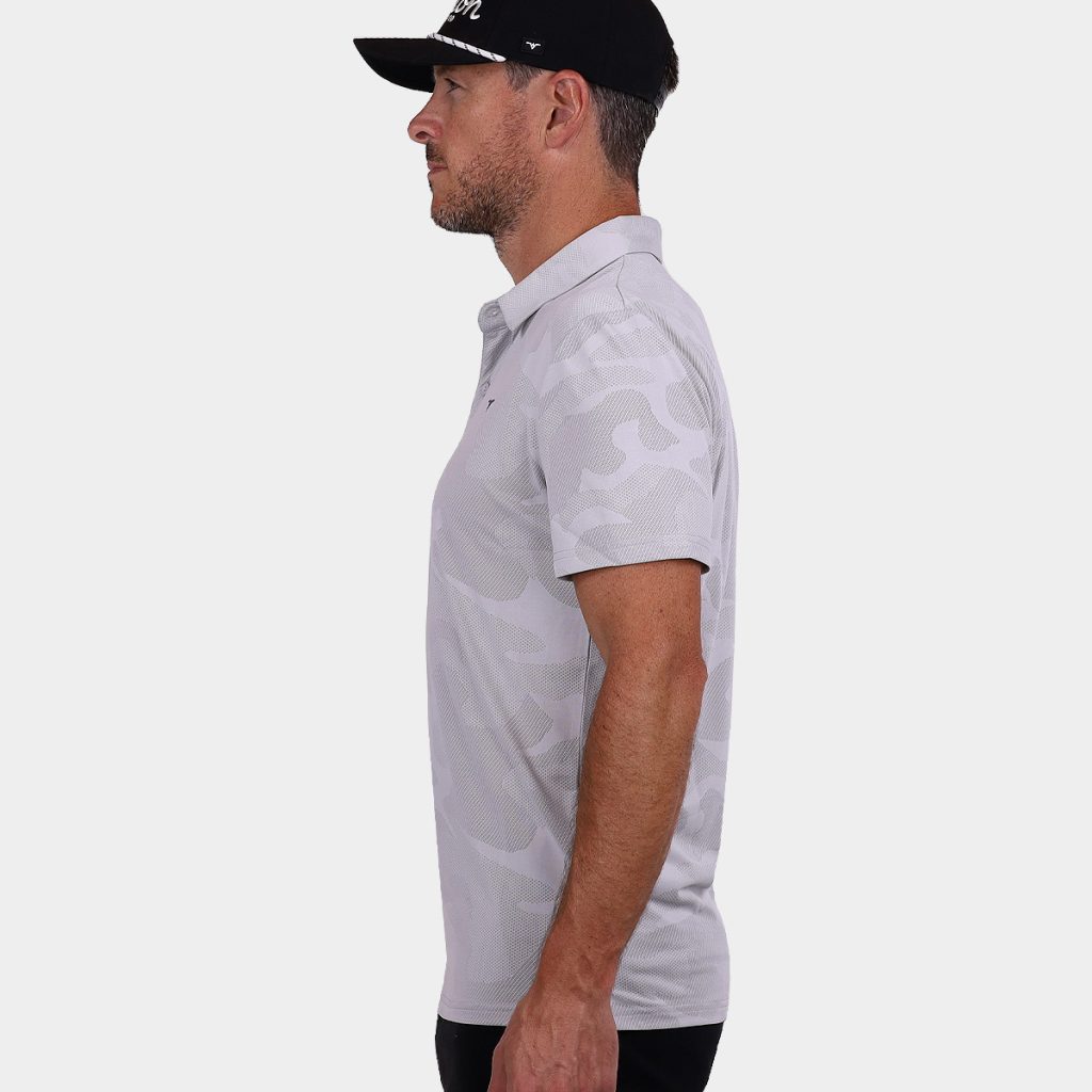 Men's Jacquard Camo Golf Shirt: Light Gray | The Avalon Tour Polo
