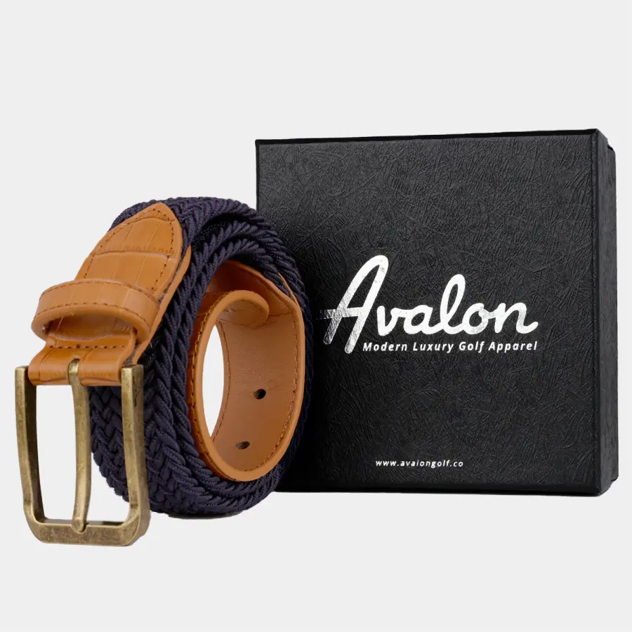 Avalon Luxe Mens Golf Belt: Navy Blue | Stretch Woven Band