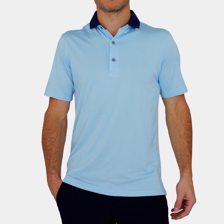 Shop Luxury Golf Shirts for Men: Avalon Luxe Golf Polo - Light Blue
