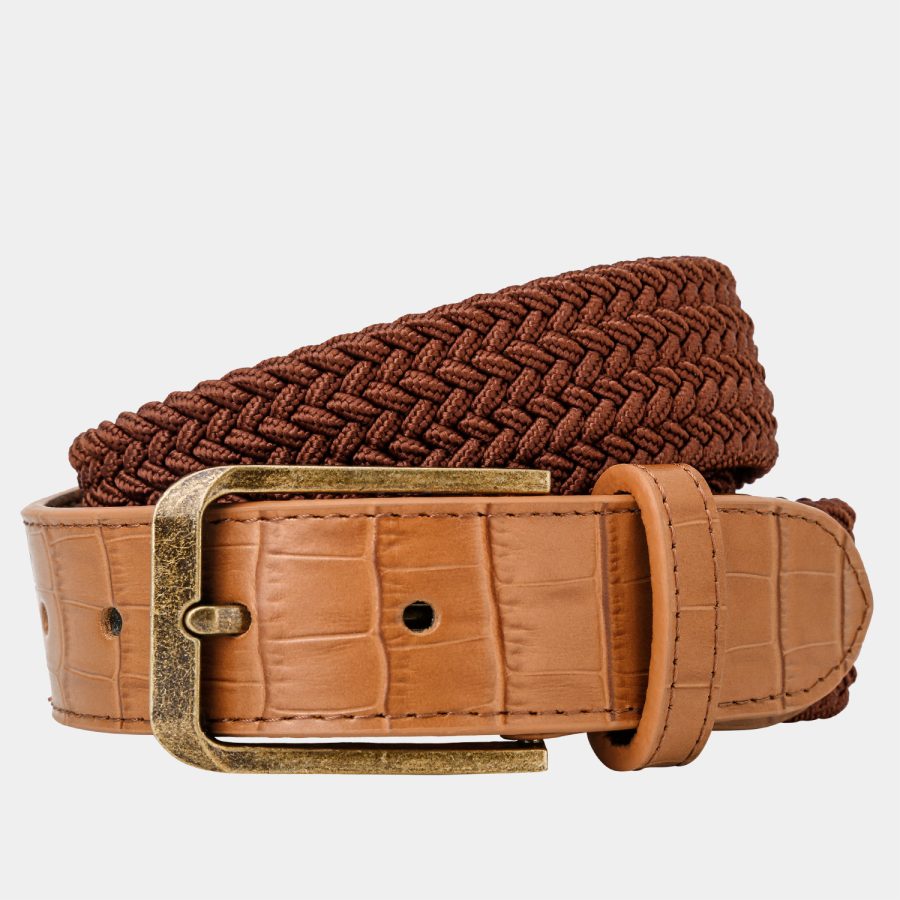 Luxe Mens Golf Belt: Brown | Leather Tips + Comfort Stretch Band