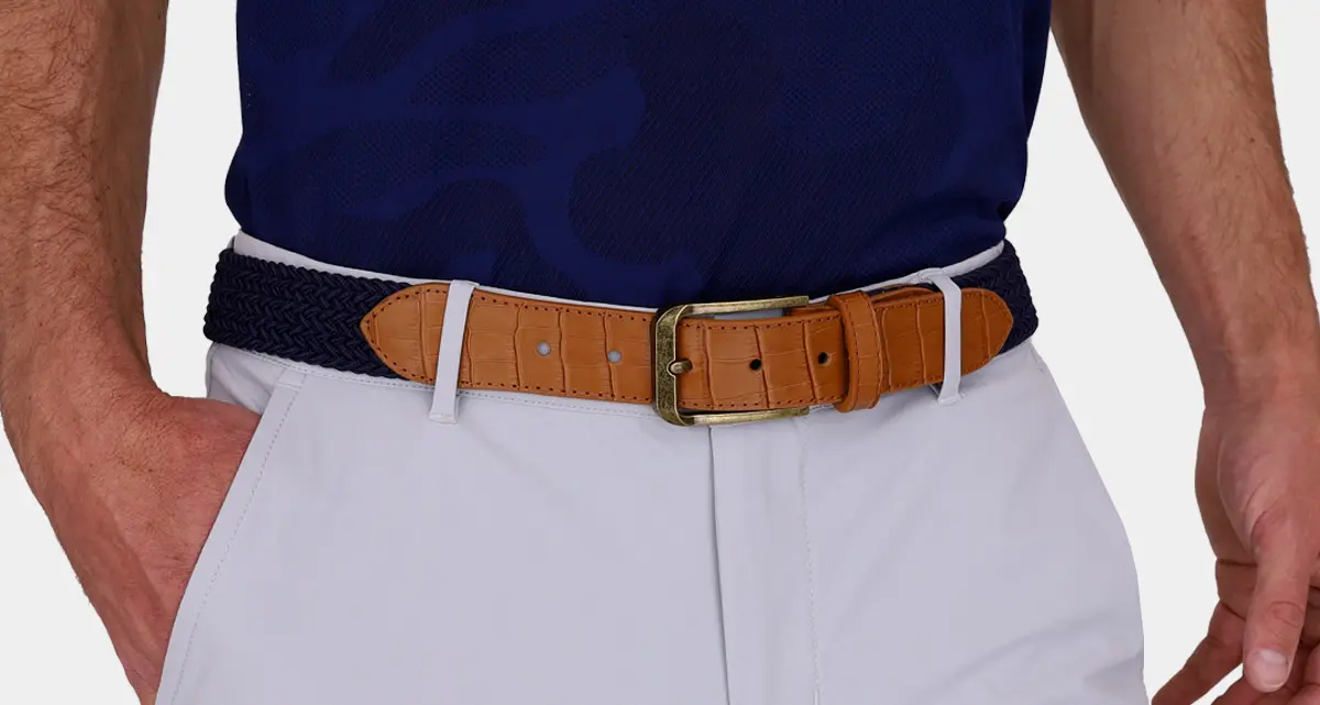 Avalon Luxe Mens Golf Belt: Navy Blue | Stretch Woven Band