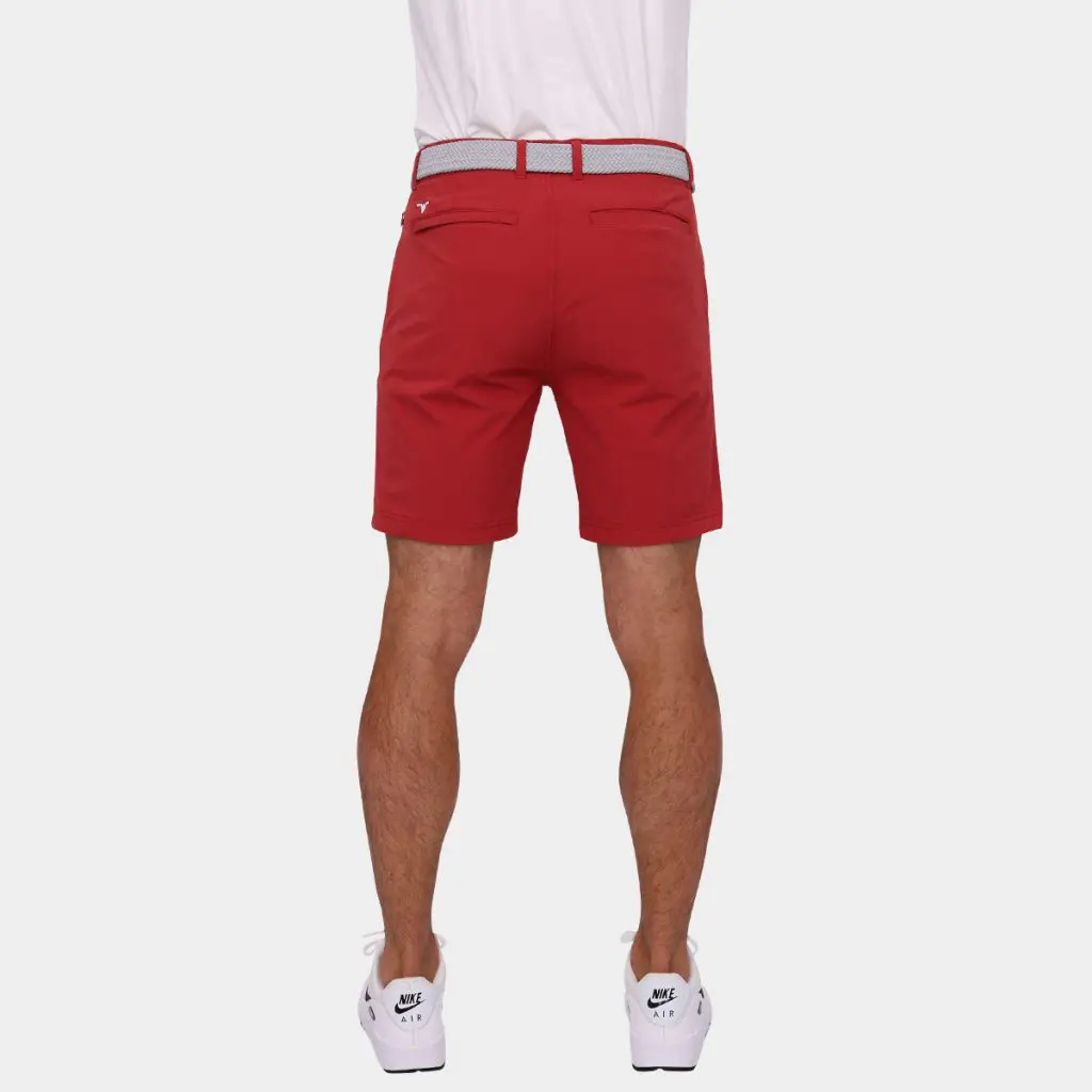 Performance 7" Golf Shorts: Crimson Red | Luxury Tailored Shorts