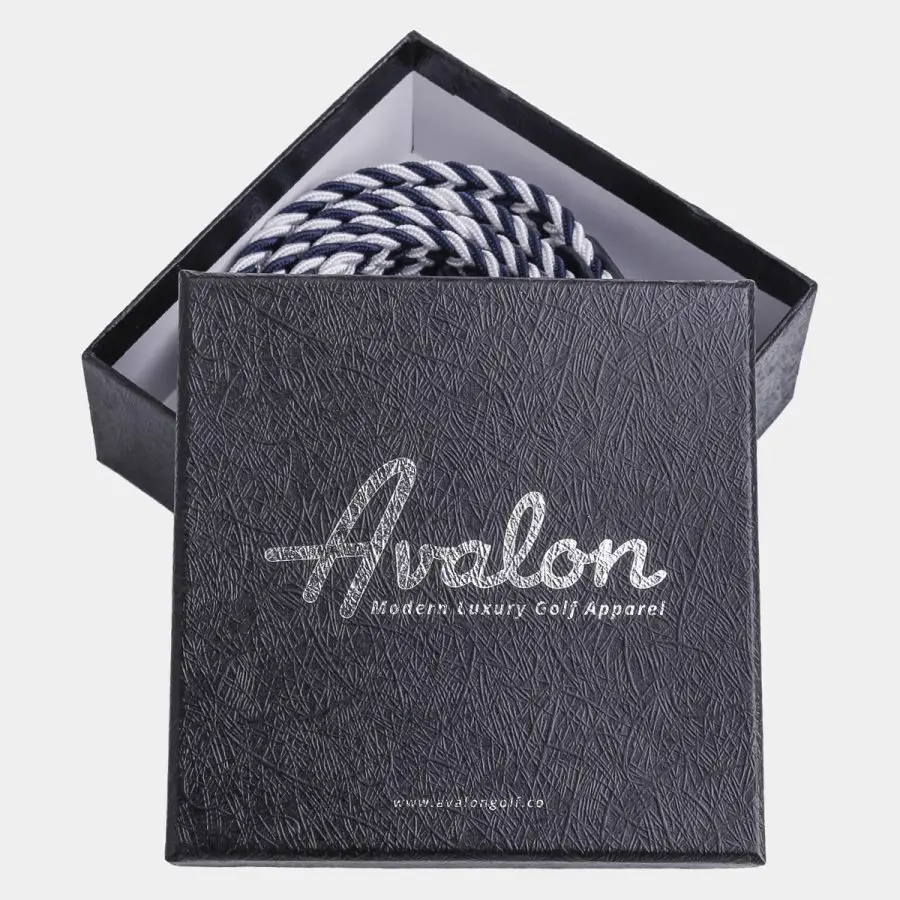 Shop Mens Golf Belts | Avalon Players Belt in Blue + White ZigZag