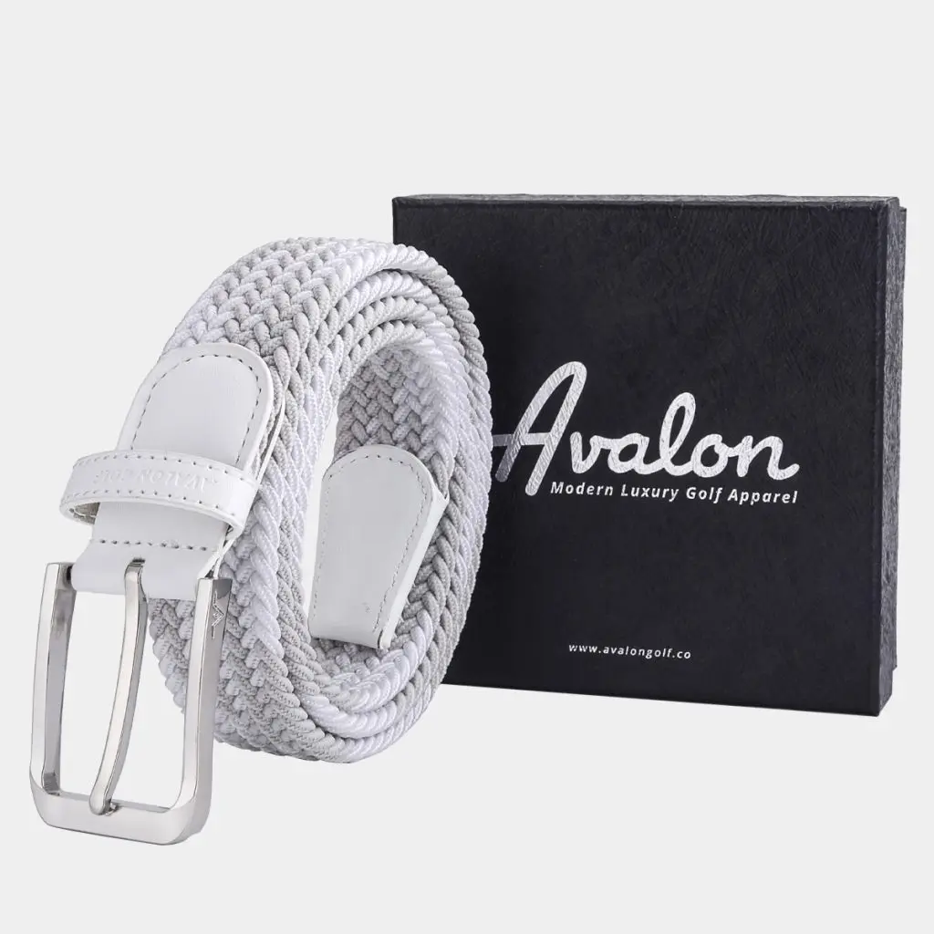 White & Gray Diamond Golf Belt | Avalon Luxury Mens Golf Belts