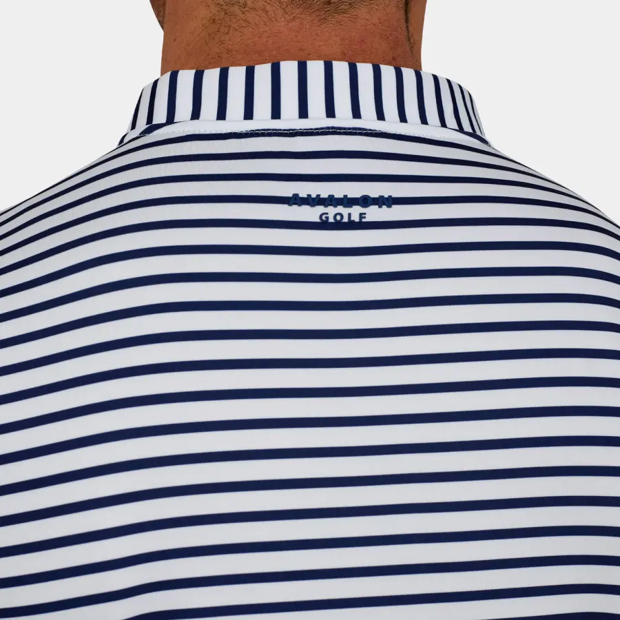 Navy Blue Stripe Golf Polo: Shop Avalon Performance Blade Collar