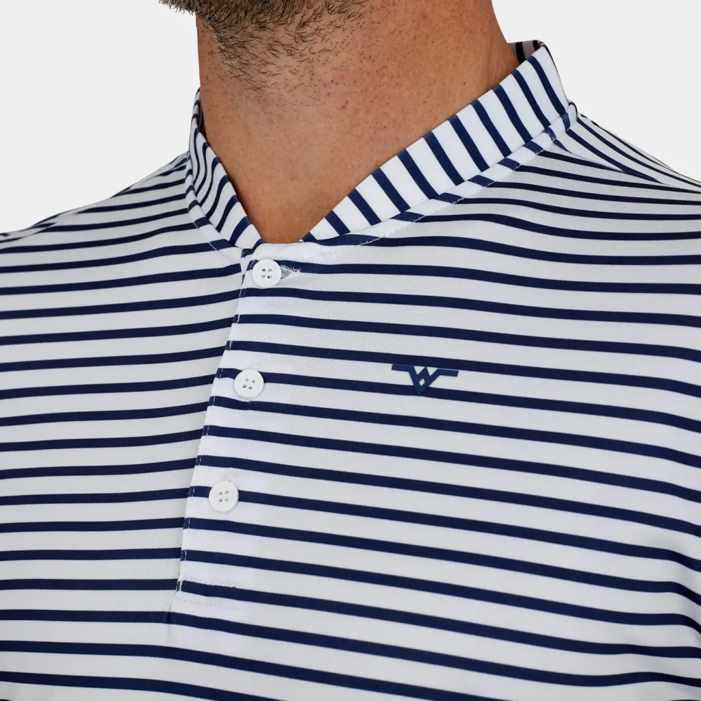 Navy Blue Stripe Golf Polo: Shop Avalon Performance Blade Collar