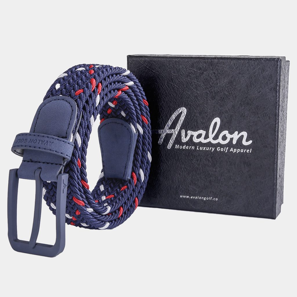Red, White & Blue Golf Belt: Braided Men's Golf Belt from Avalon