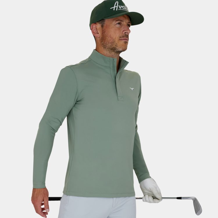 Avalon Tour Golf 1/4 Zip: Sage Green | Men's Luxury Golf Apparel