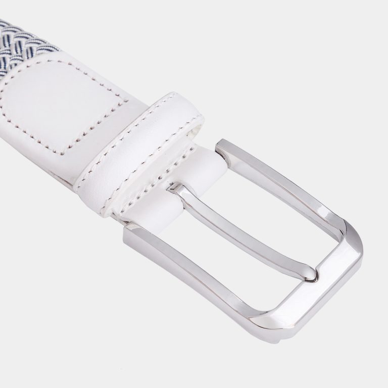 White & Navy Blue Golf Belt | Avalon Luxury Men's Golf Belts